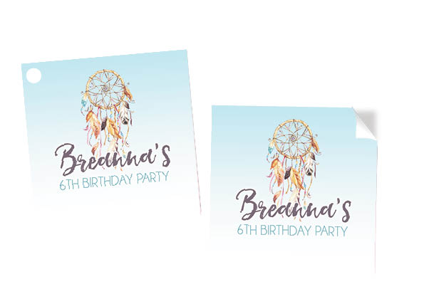 Personalised Dreamcatcher Birthday Party Tags & Stickers | Little Dance ...