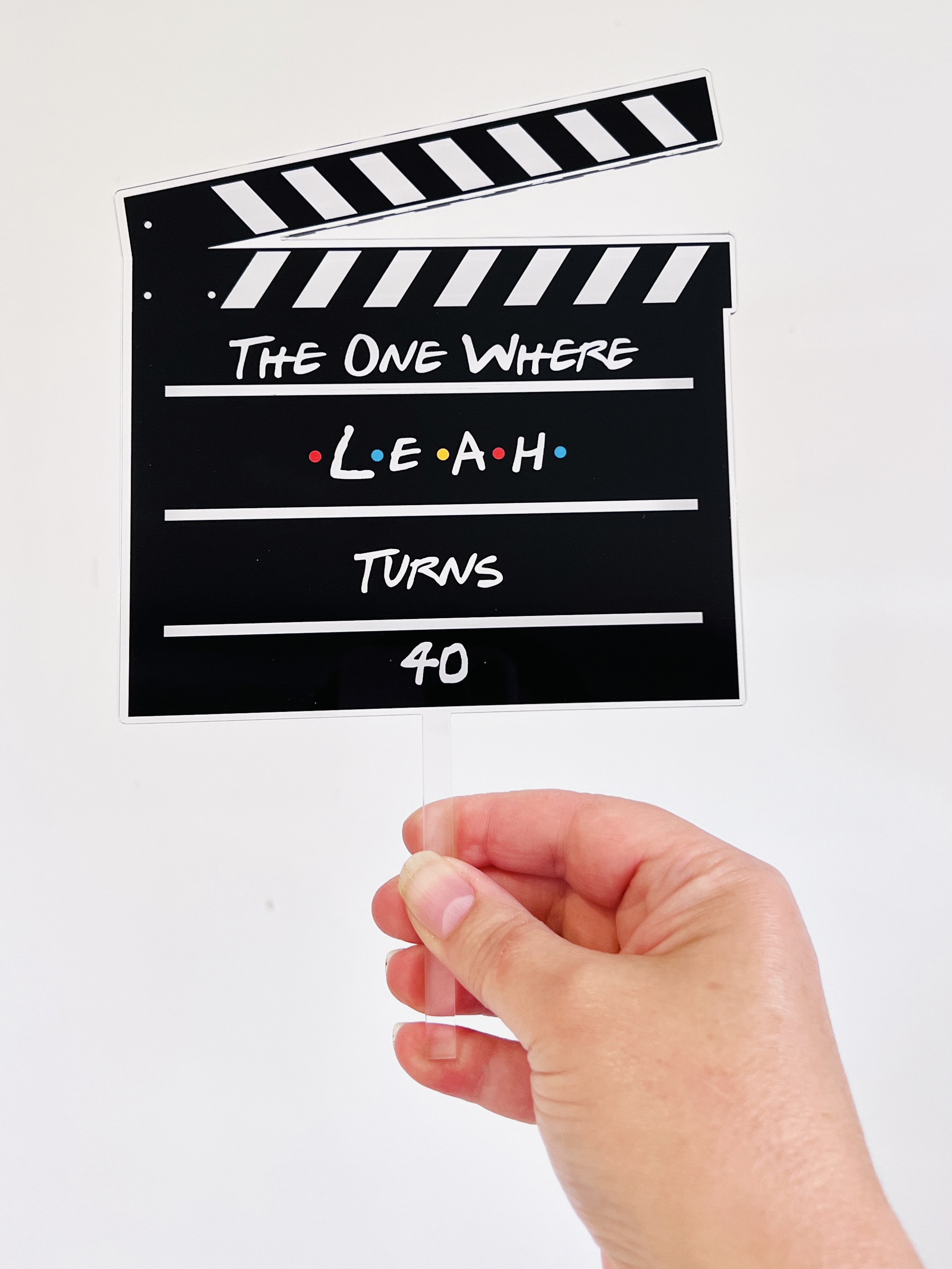 Birthday Cke Topper - Friends Directors Clapper Board with Name & Age