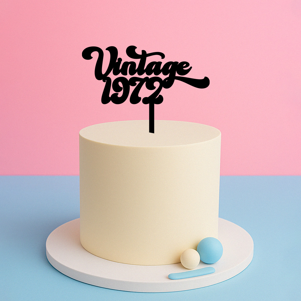 Vintage Year Cake Topper – Custom Birthday Age | Little Dance