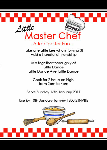 Master Chef Party Themed Invitation For Sale - Buy Master Chef Party ...