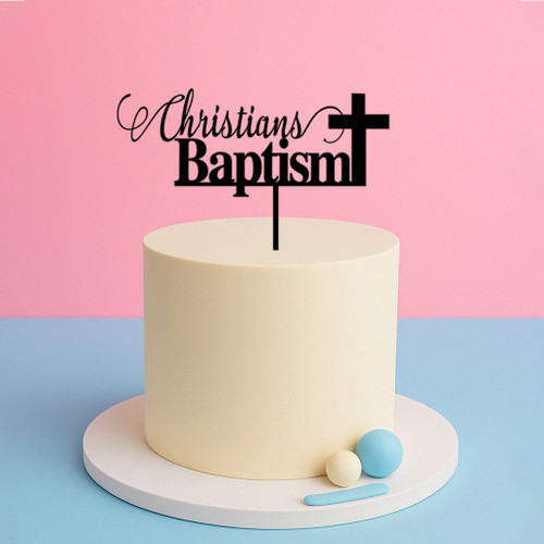 Personalised Baptism Cake Topper | Custom Religious Name & Cross