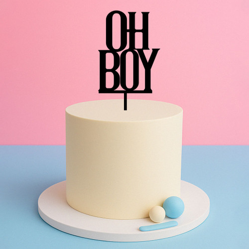 Oh Boy Cake Topper | Bold Baby Shower or Gender Reveal Decoration