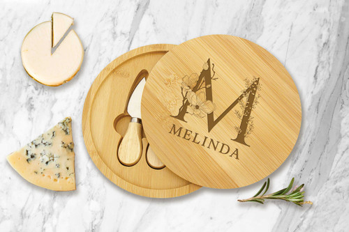 Personalised Cheese Board Gift Set - Monogram Cheese Board - Custom ...