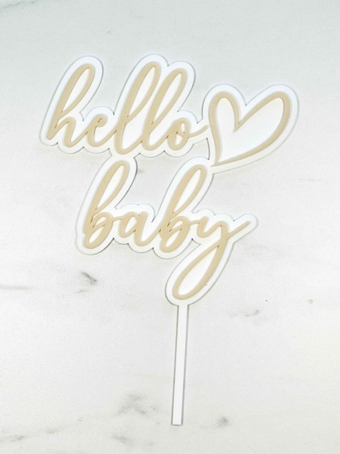 Double Layered Hello Baby Cake Topper | Personalised Charm for Baby ...