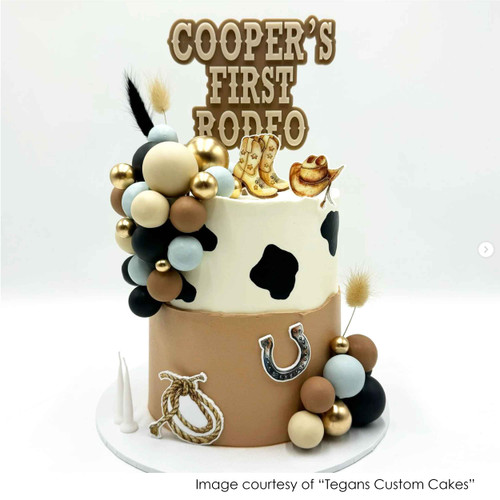 Personalised First Rodeo Cake Topper - Cowboy Style Custom Name