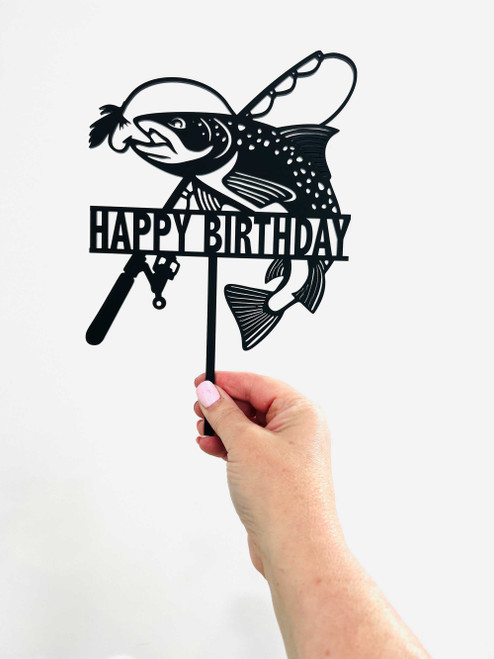 Personalised Fishing Birthday Cake Topper | Fisherman's Party Accessory