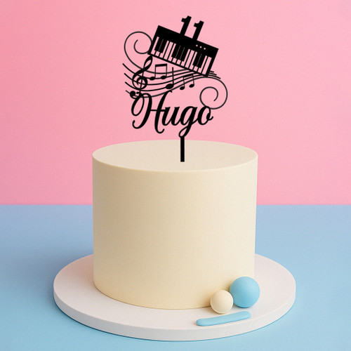 Piano Cake Topper – Personalised Musical Birthday Topper with Name & Age