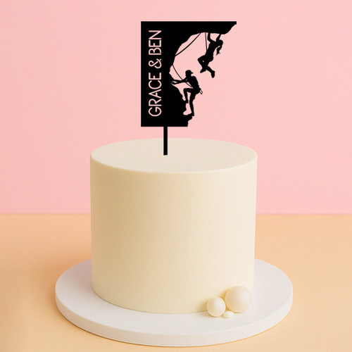 Rock Climbing Names Cake Topper – Custom Climbing Couple Topper