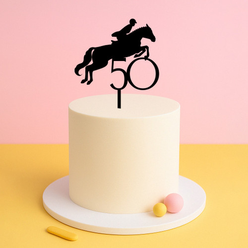 Show Horse Jumping Cake Topper – Equestrian Birthday Decor