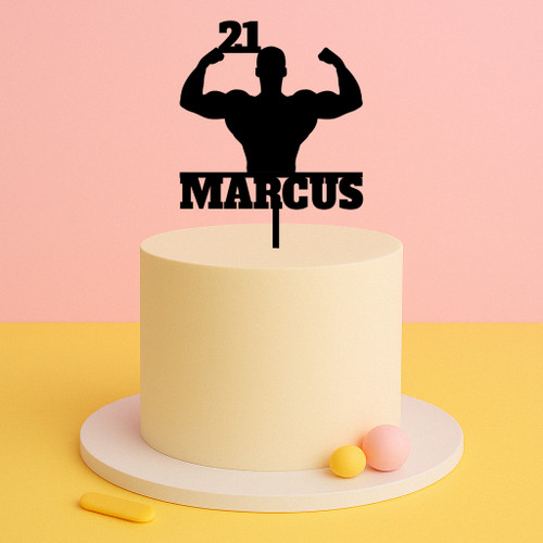 Muscle Man Cake Topper – Custom Name & Age | Little Dance